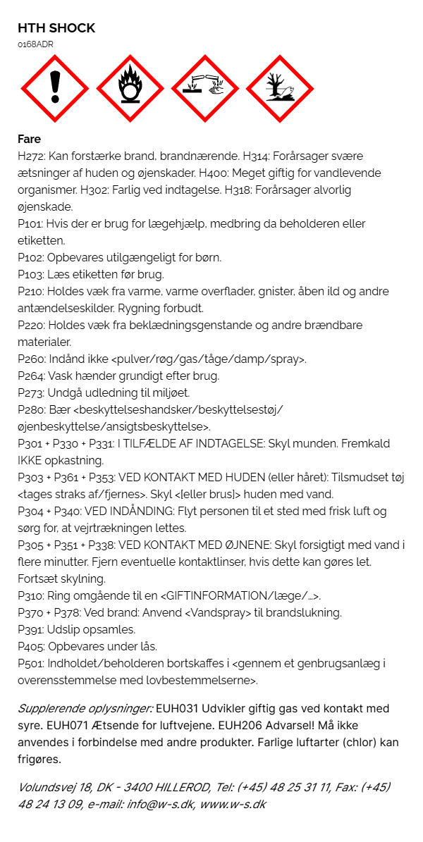 HTH Shock Powder 1,6 kg - Købes hos PoolTech.dk